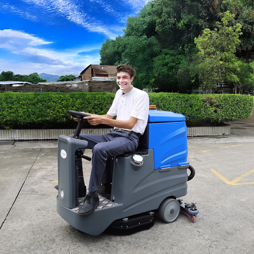 Ride-On Driving Floor Scrubber Machine Battery Powered Warehouse Indus – FixtureDisplays