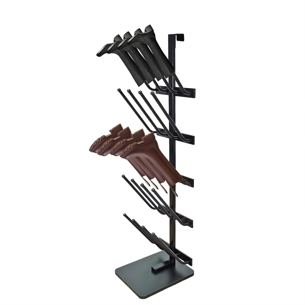 10-Pair Boots Rack 5 Tier Organizer Floor Standing Door Mount Wallmoun ...
