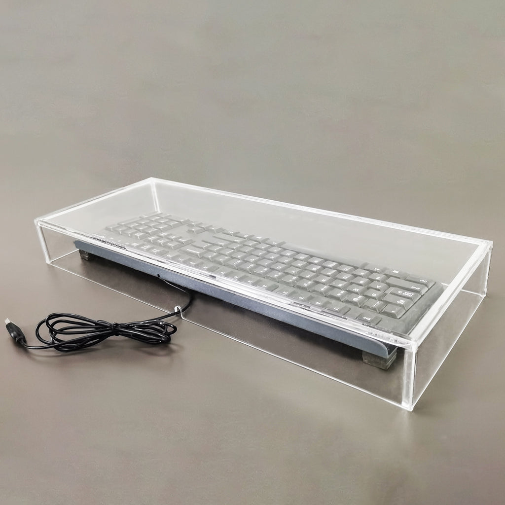 Clear Acrylic Plexiglass Keyboard Cover 20X7.8X2.5", five sided tray o ...