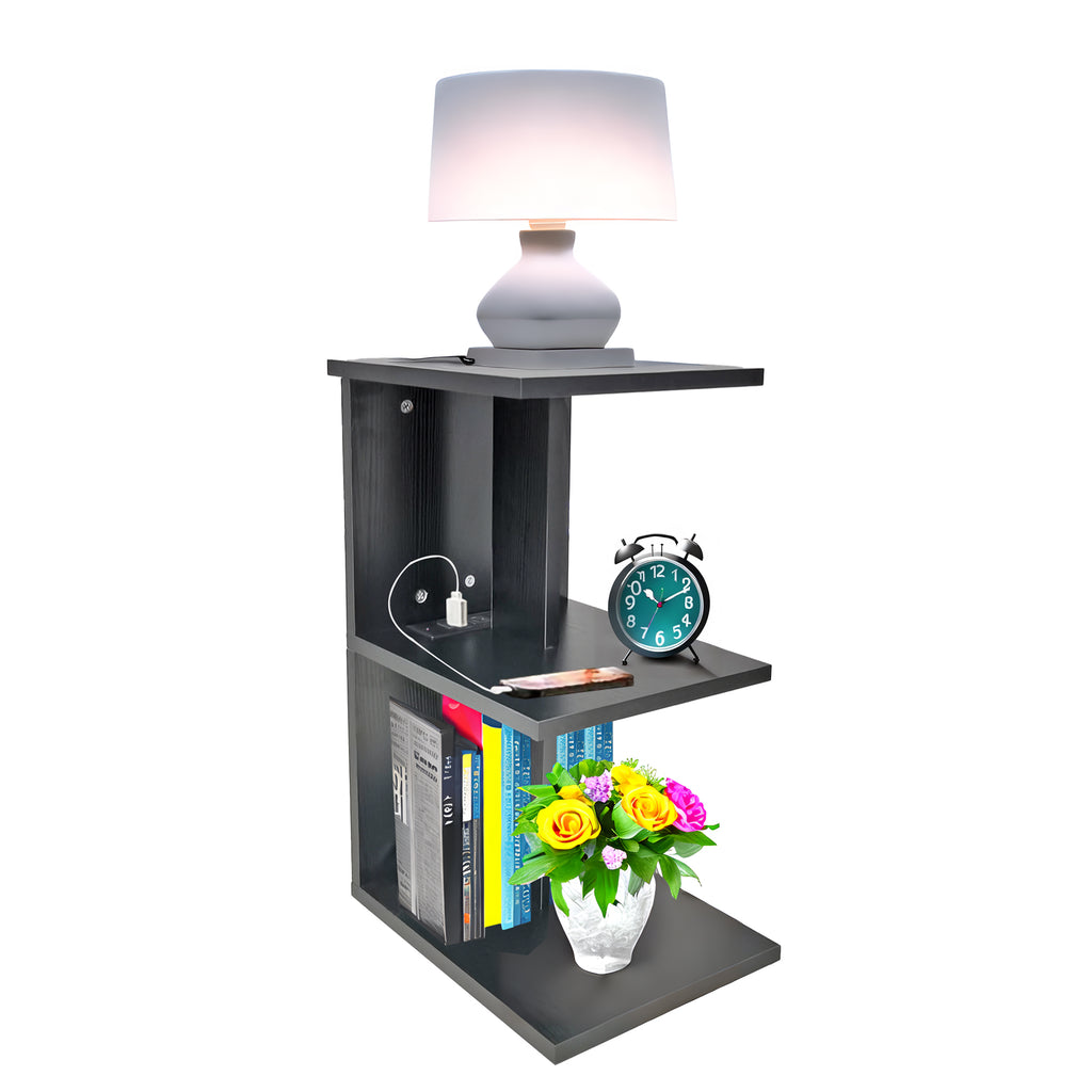 12X14X24" Compact Night Stand Side Table USB 110V C Power Charging Str ...