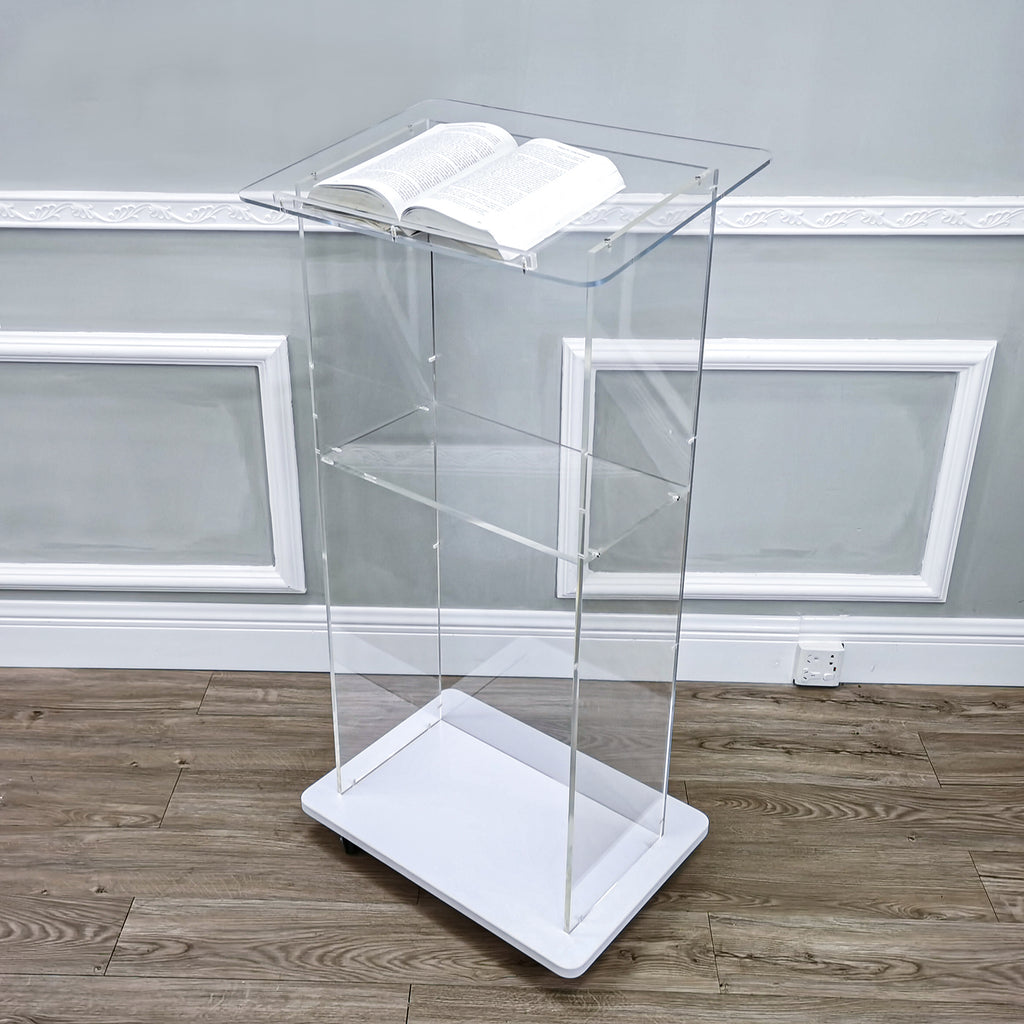 Clear Acrylic Podium Pulpit Lectern 23X16X46.3" with Engineered Wood ...