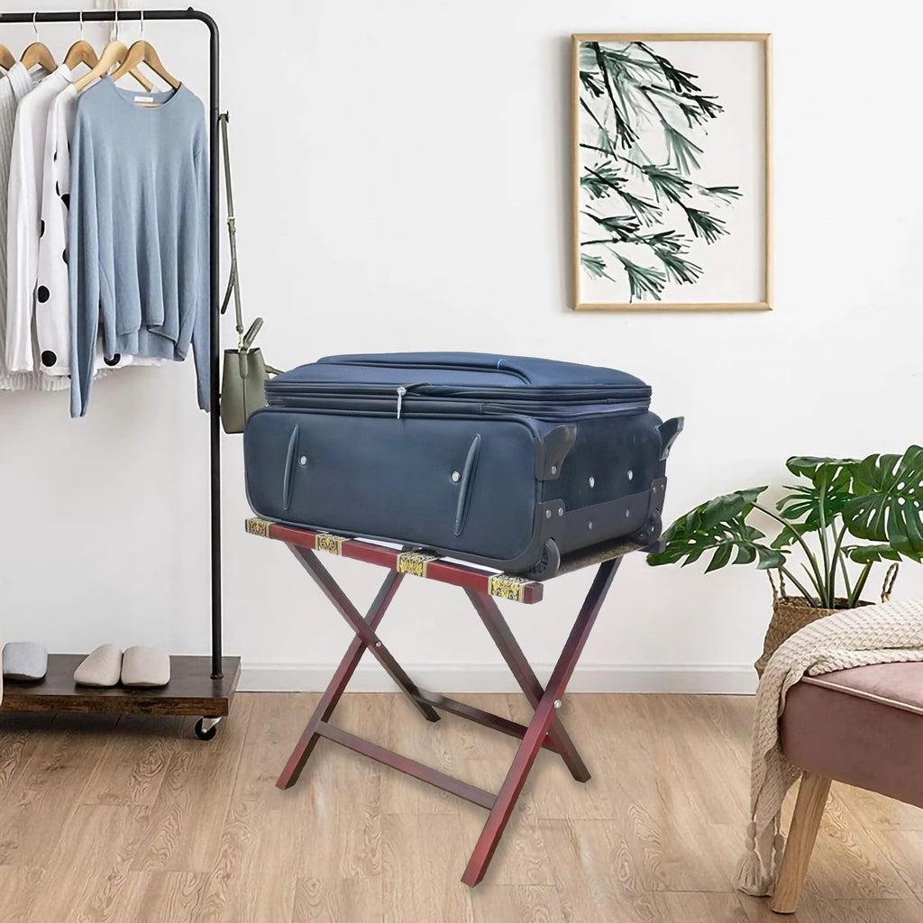 23.7X17.3X20" Luggage Rack with Straight-Leg Design and Durable Tapest ...