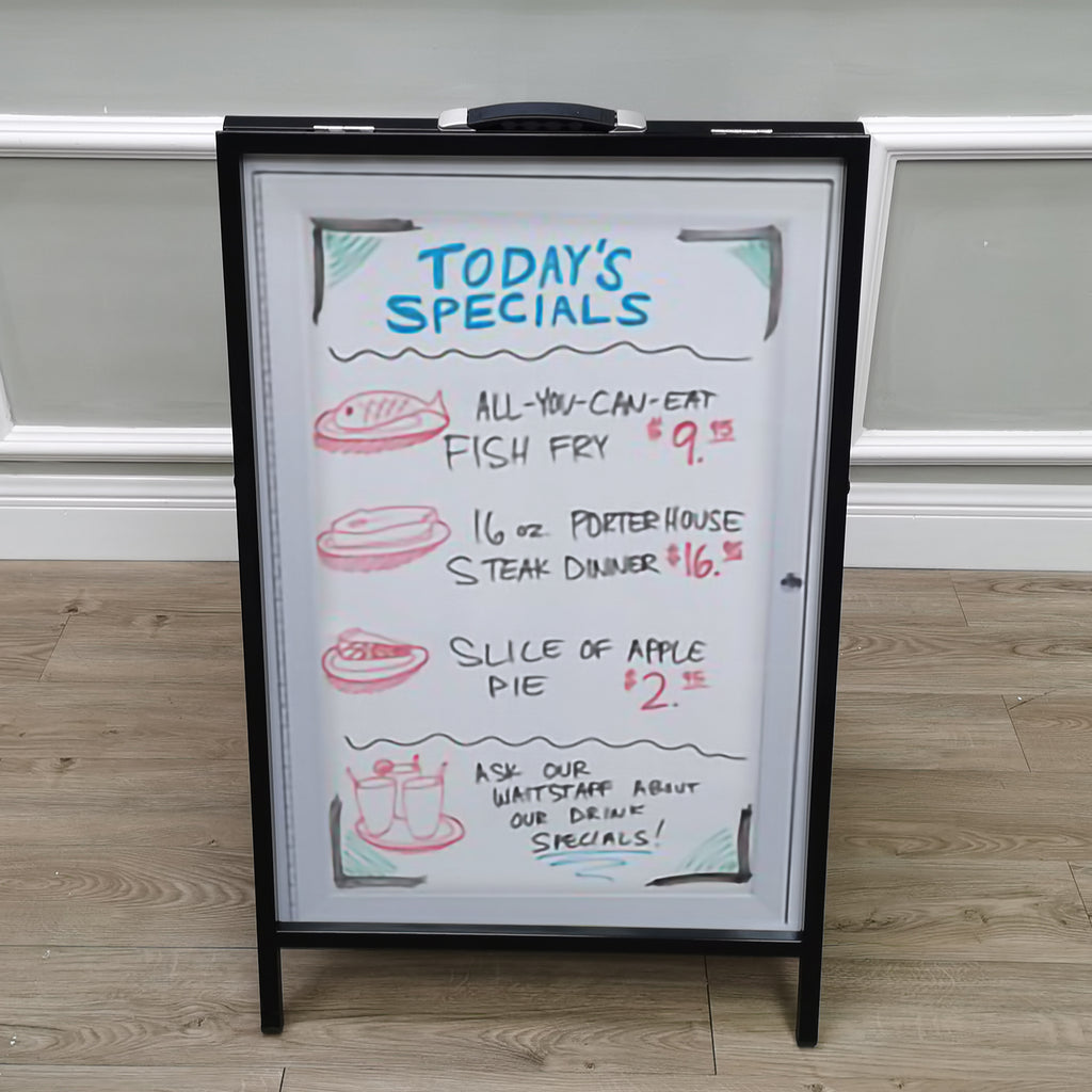 Dry Erase White A-Frame Board Metal Menu Board Sidewalk Sign Advertisi ...
