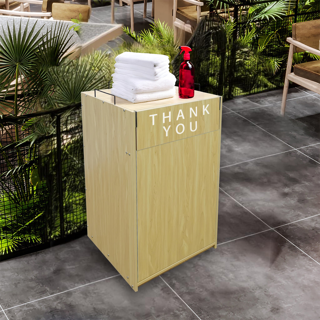 20X20X39" Maple Wood MDF Restaurant Fast Food Trash Bin Receptacle Enc ...