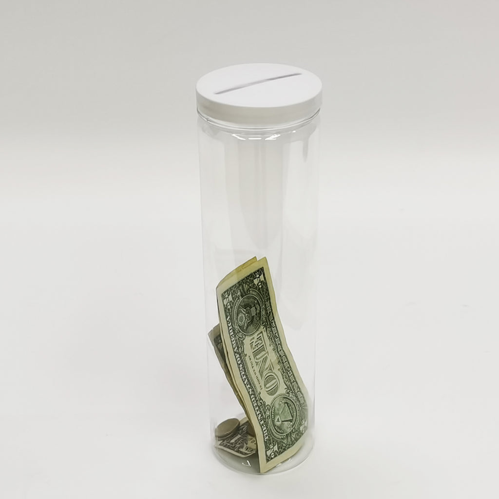24 Clear Donation Can Fundraising Coin Plastic Jar 3.3x11.8" Fit 8.5x1 ...