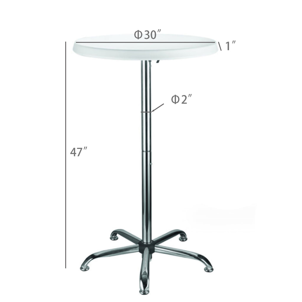 White Round Bar Table Tradeshow Cocktail 27X27X46" Easy Assemble Pub P ...