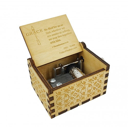 FixtureDisplays® Music Box - Amazing Grace 3 3/8 X 2 X 1 5/8" Hymn Chr
