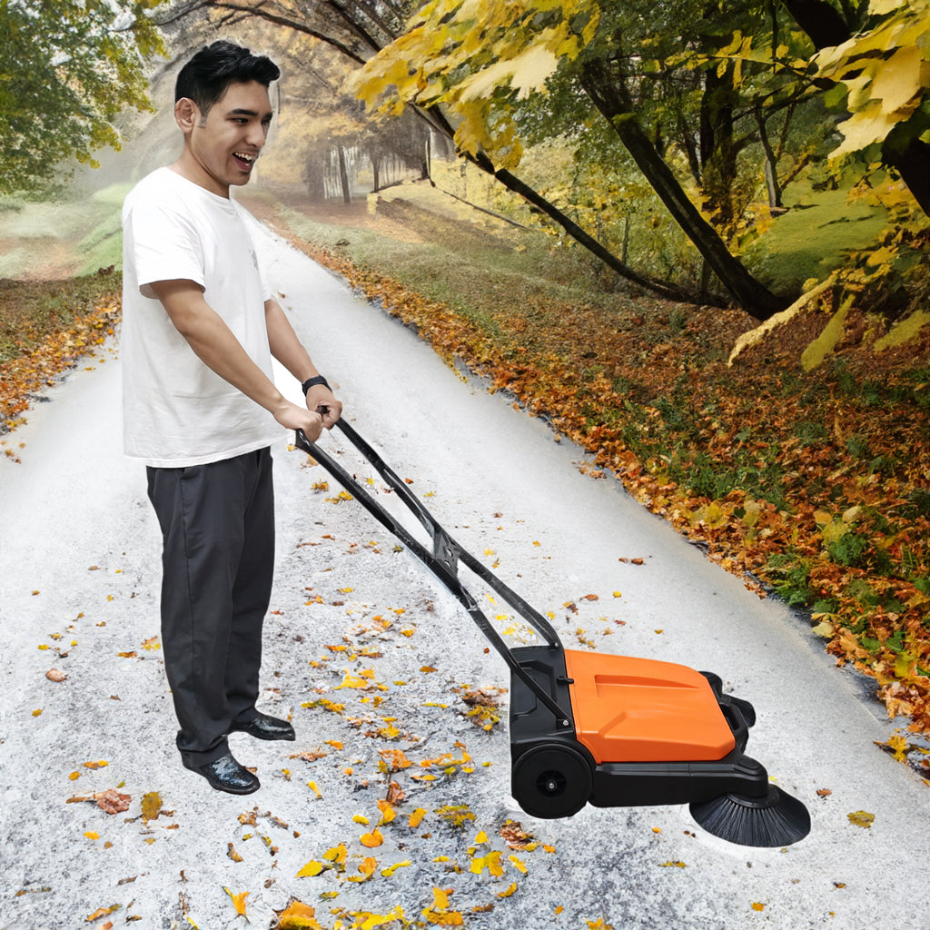Hand-Pushed Mechanical Floor Road Path Driveway Sweeper 26" Walk Behin ...