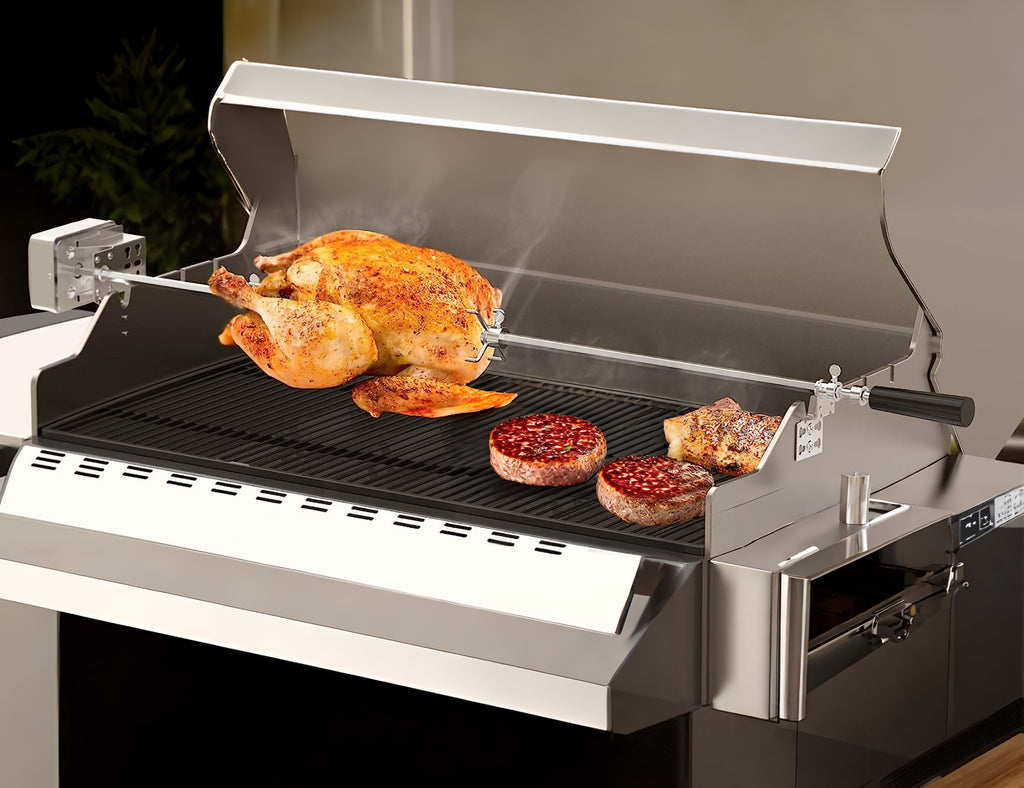 Deluxe Motorized Gas Grill Rotisserie Spit Kit Rod Section Adjustable ...