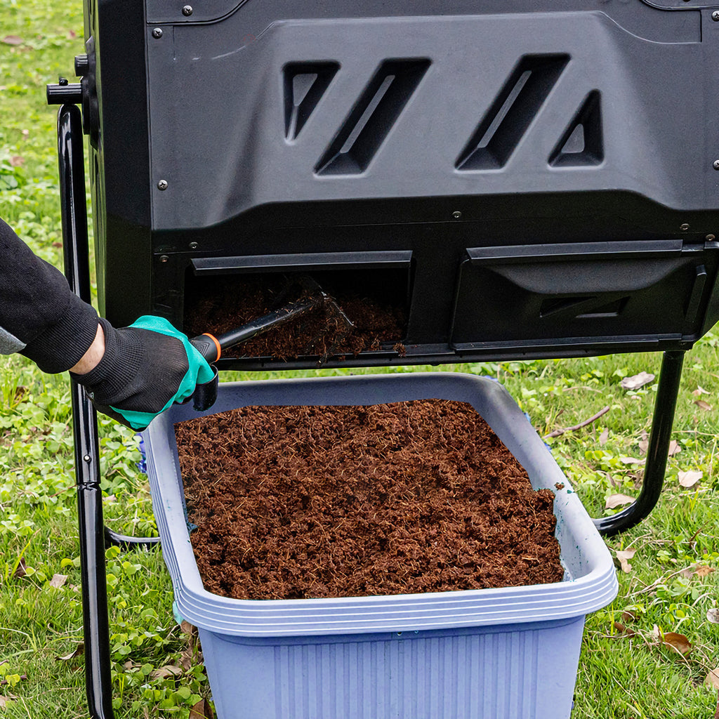 42 Gallon Black Garden Kitchen Waste Compost Tumbler Bin 28X24X36" 158 ...