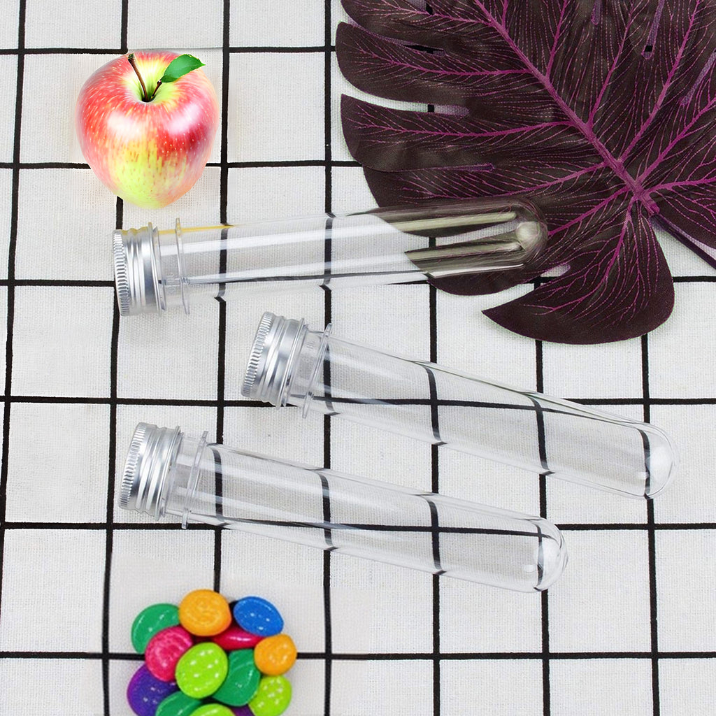 10PC 40ml 1.3 OZ Clear Plastic Test Tubes Screw Cap Sample Vial Pill S ...