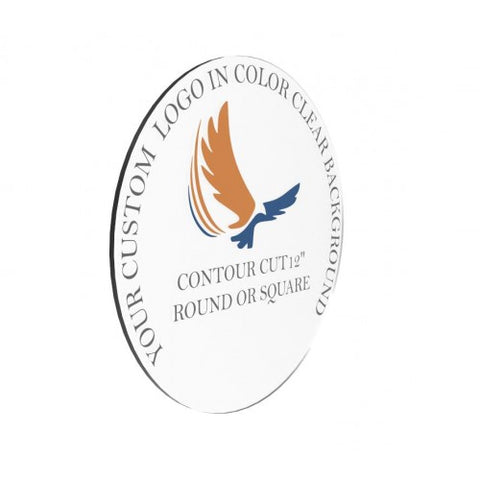 FixtureDisplays® 12" Color Contour Cut Square or Round Custom Logo Emb