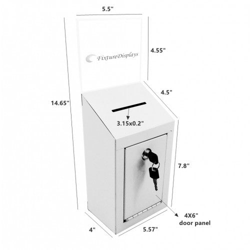 FixtureDisplays® Classic Metal Box, Secure Donation Box, Ballot Box, C