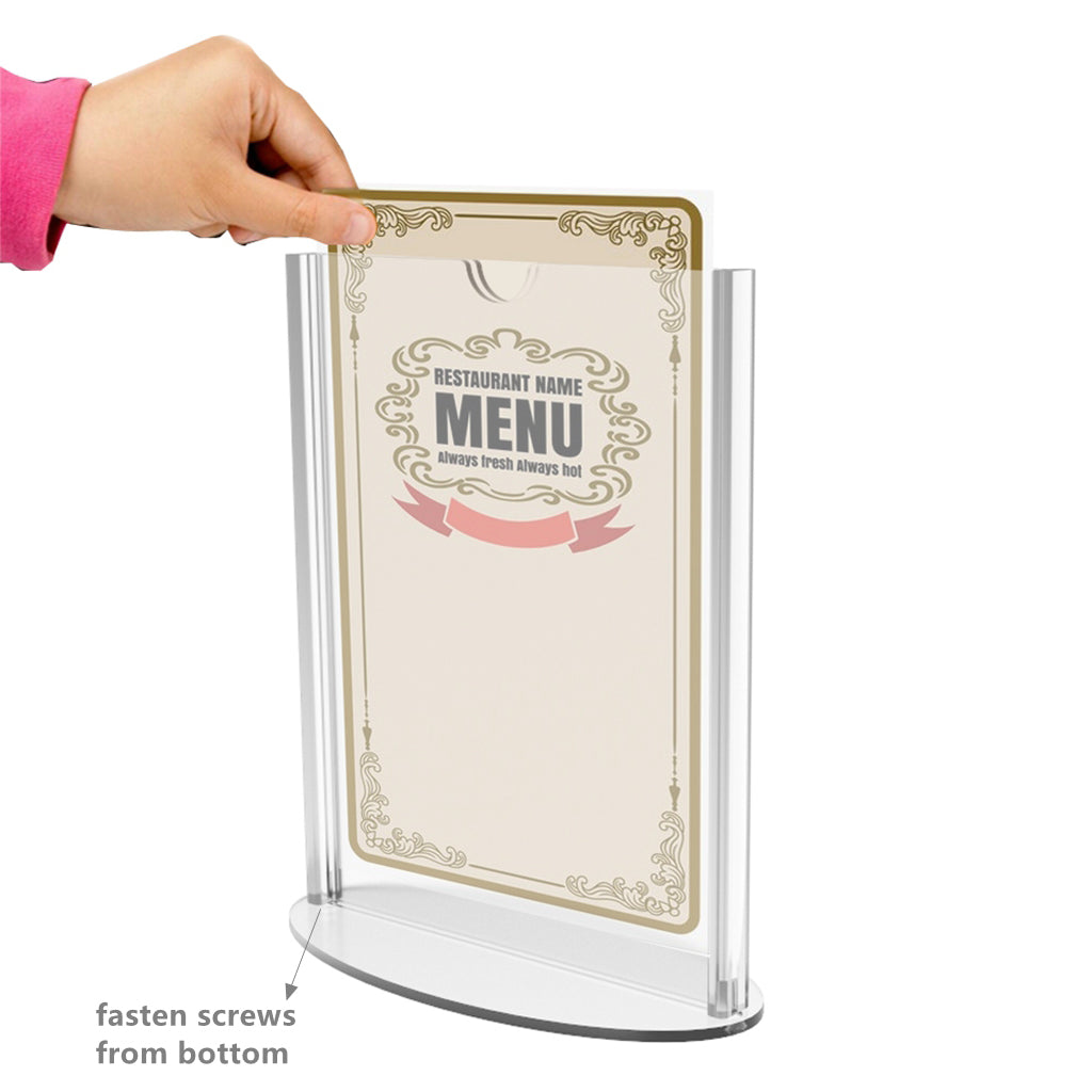 5 x 7" Sign Holder Menu Holder T-style Table Tent with Oval Base Simpl ...