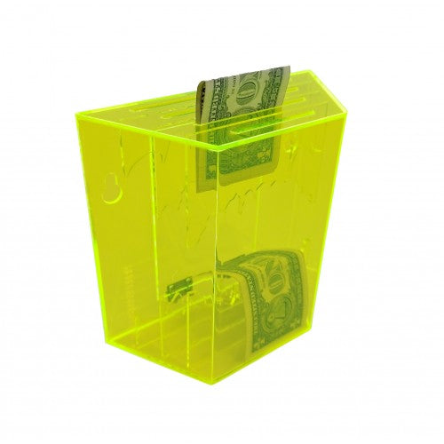 FixtureDisplays® Yellow Green Donation Box Plexiglass Acrylic Fundrais