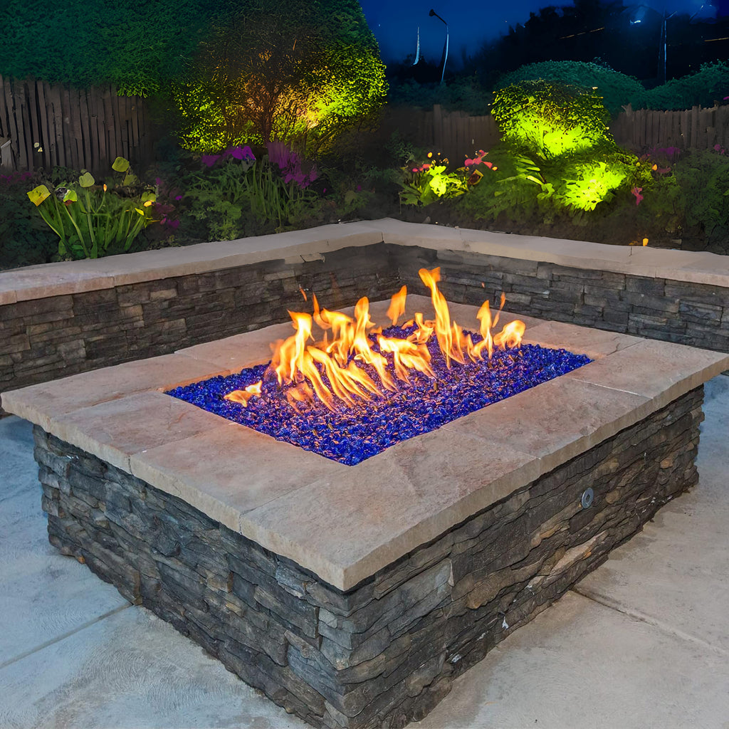 10 lbs Round Fire Glass Propane Fire Pit Fireplace Glass Rocks Shinny ...