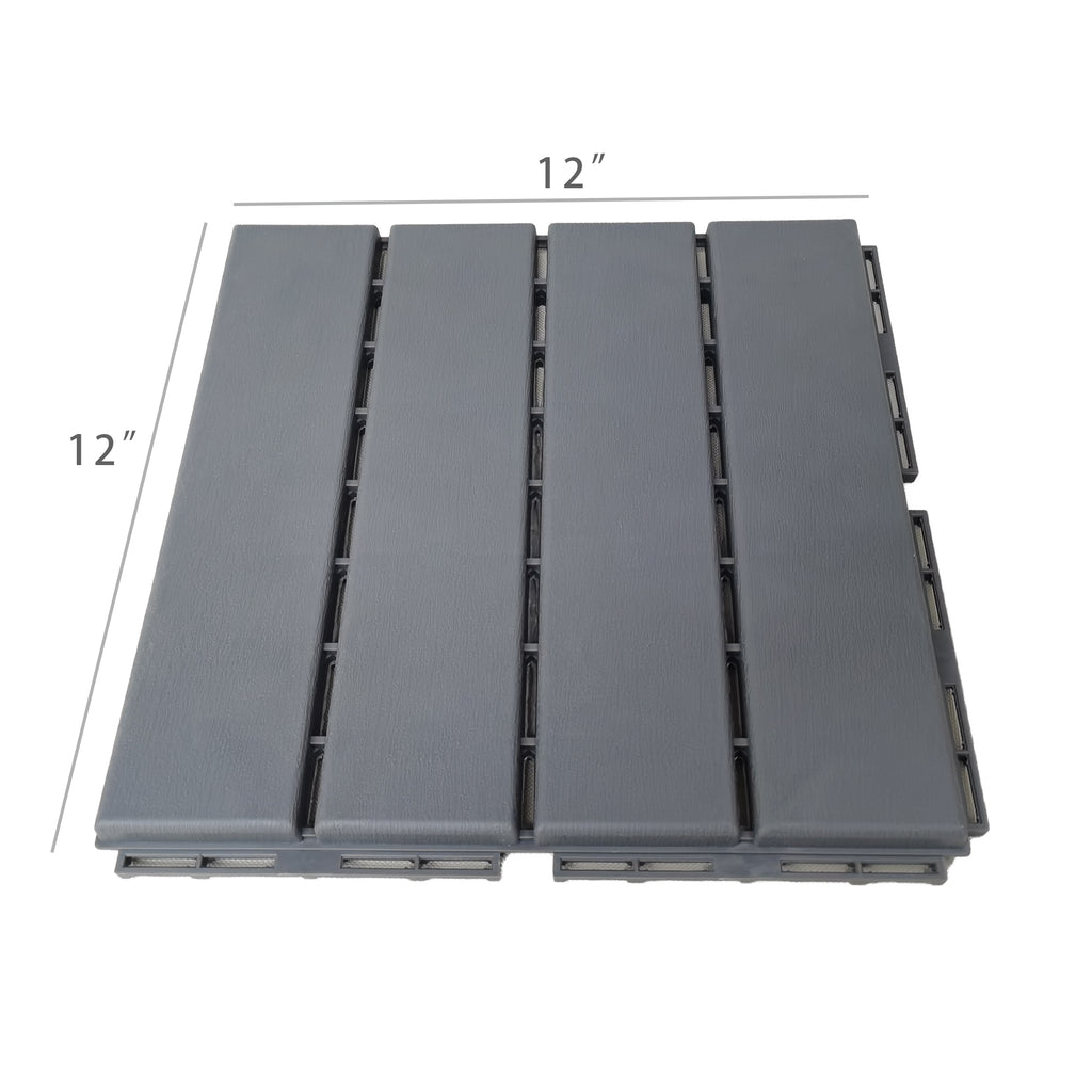 9PK 12X12"Plastic Tiles Interlocking Snap-in Deck Water Proof Flooring ...