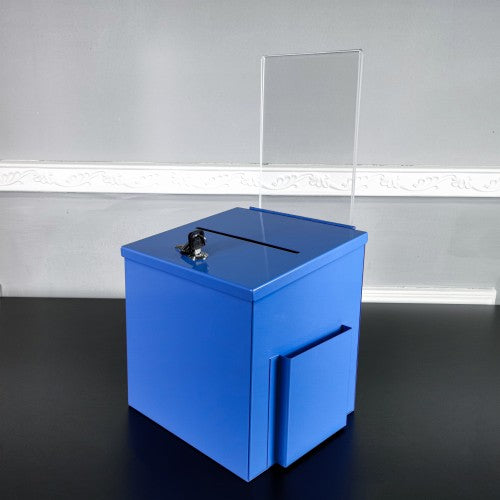 Blue Metal Donation Box Suggestion Tithes Offering Box Sign Holder 8.5 ...