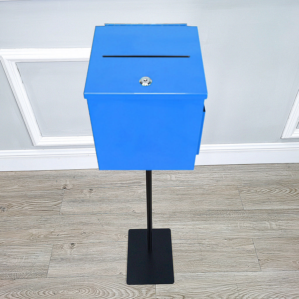 Black Metal Donation Box Floor Stand Lobby Foyer Tithes & Offering Sug ...