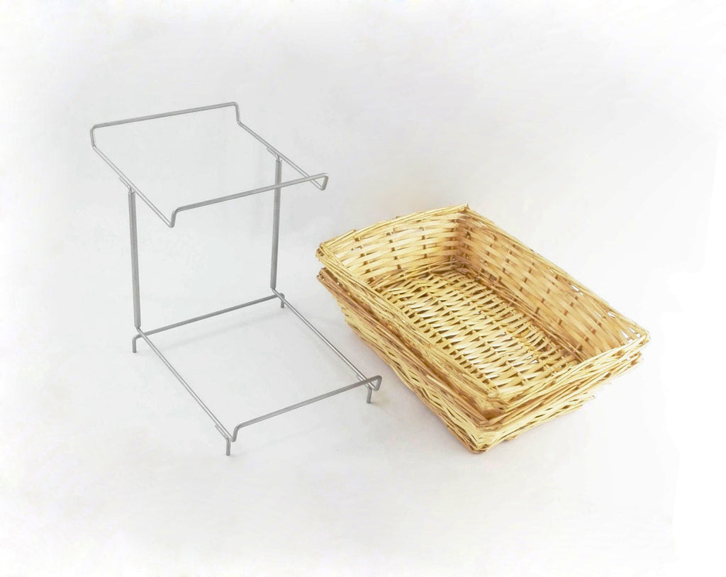 Two-tier Display Rack for Counters with 2 Plastic Woven Baskets, Retai ...