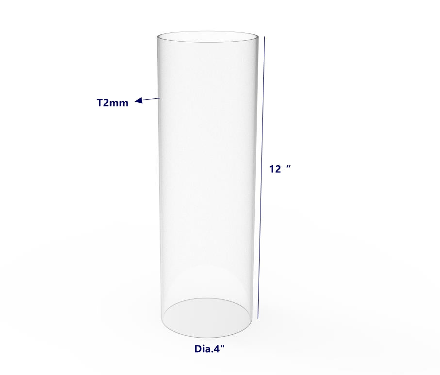 Clear Acrylic Plexiglass Tube 3.5" OD 3.25" ID Diameter x 12" (nominal ...