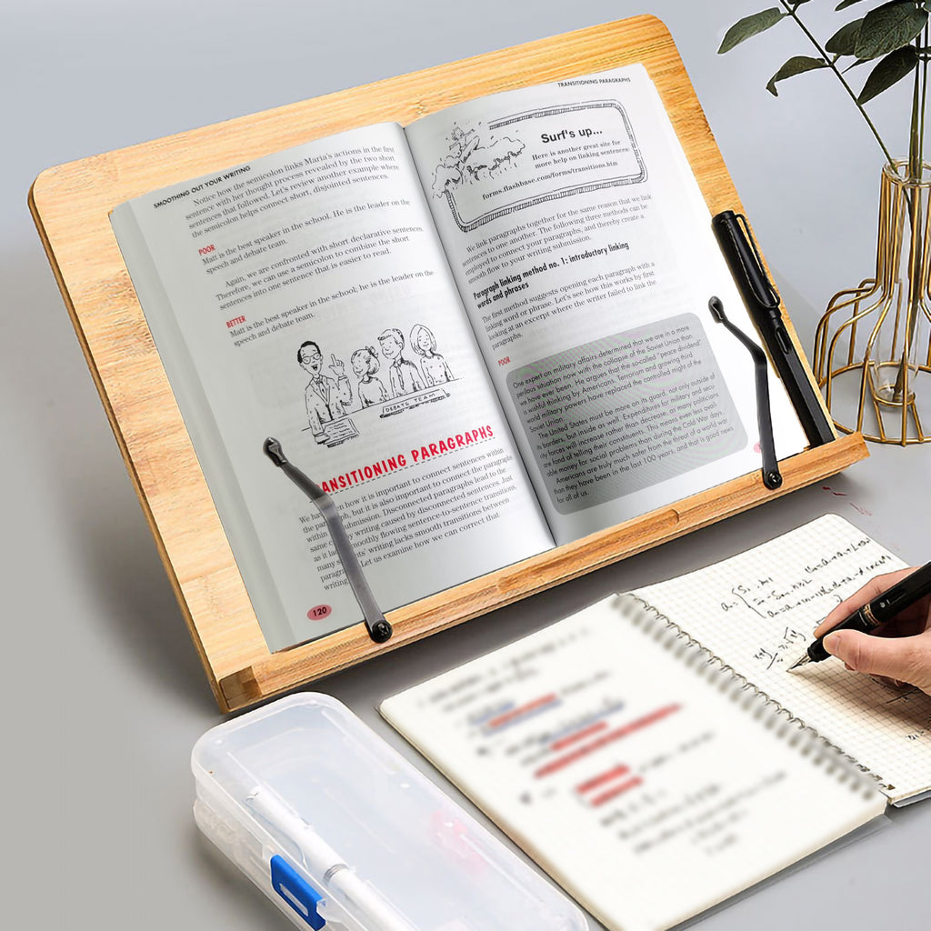 Book Stand Large Cookbook Holder Reading Easel Adjustable Height, Fold ...