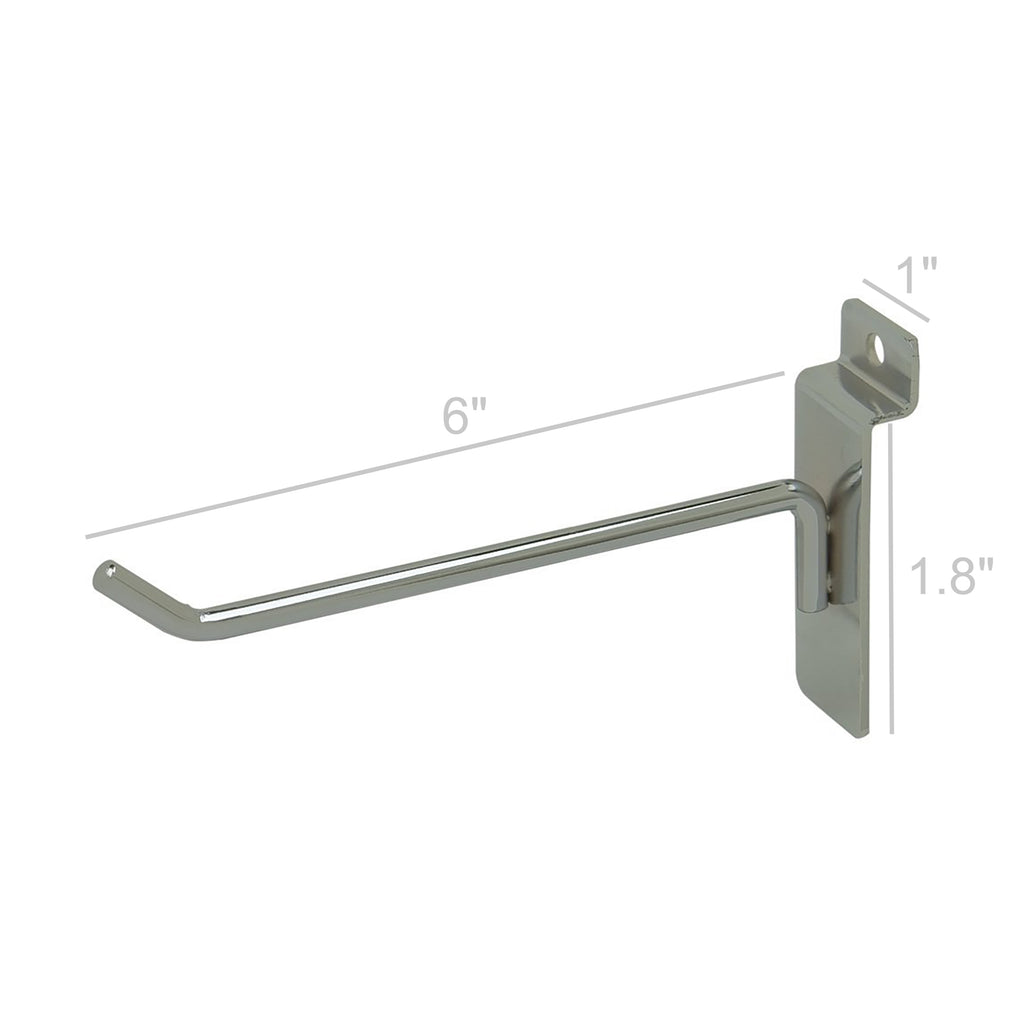 6"_Deluxe_Hook_for_Slat_Wall_Gridwall_Chrome_1748-6" – FixtureDisplays