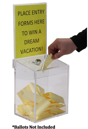 6.8"_x_17.0"_x_5.5"_Acrylic_Ballot_Box_w/_6.5_x_8_Header_Lock,_Wall ...