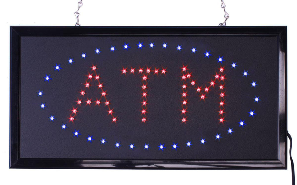 "ATM"_Animated_LED_Sign_with_Hanging_Chain,_Rectangular_-_Red_Blue ...
