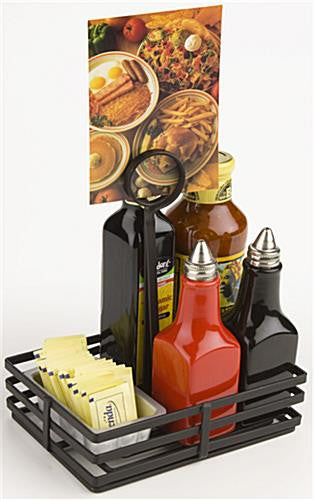 Square_Wire_Condiment_Caddy_w/_Sign_Clip_-_Black_19689 – FixtureDisplays